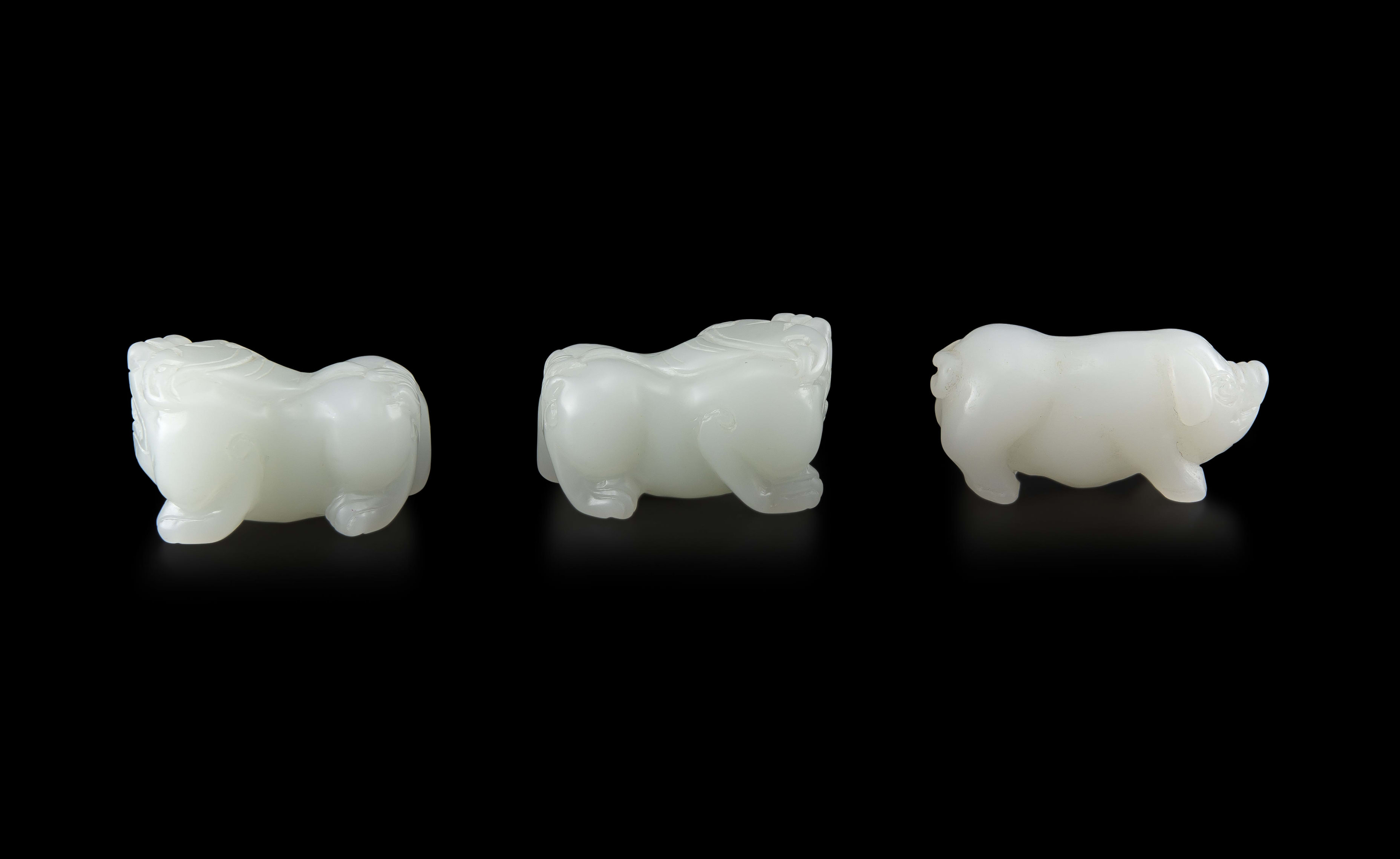 A group of three Chinese jade animals, Qing Dynasty, late 19th/early ...