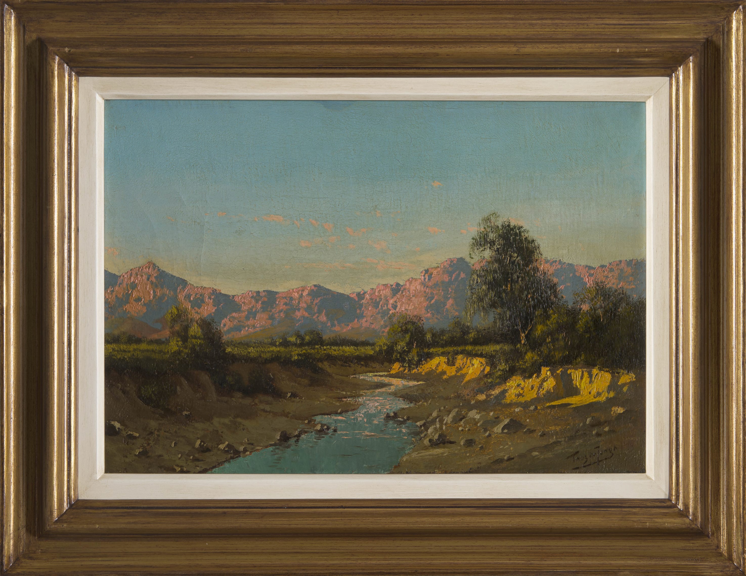 Mountainous Landscape with River by Tinus de Jongh | Strauss & Co