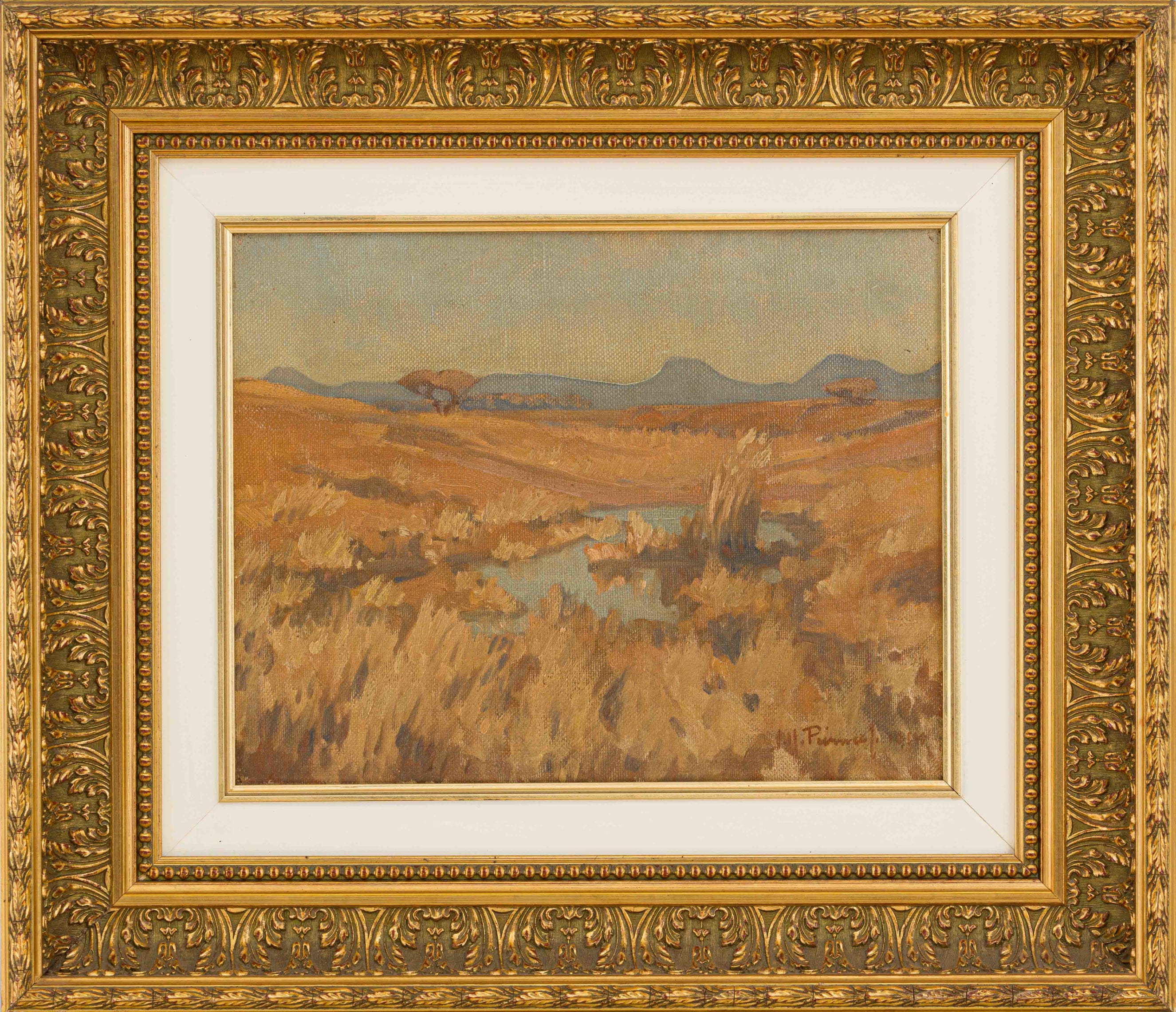 Grassy Landscape with a Watering Hole by Jacob Hendrik Pierneef ...