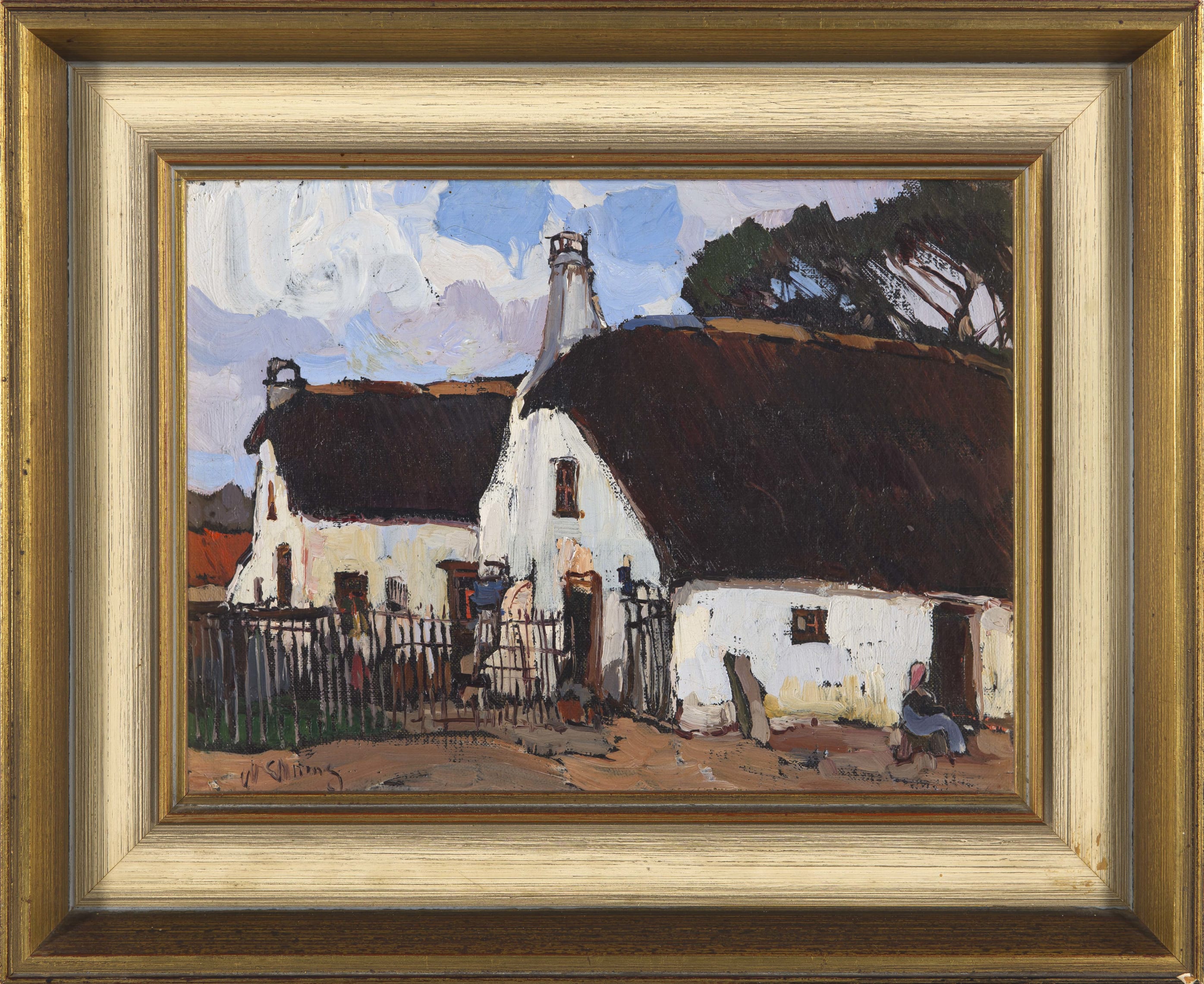 Seated Figure Outside a Cape Dutch Cottage by Pieter Wenning | Strauss & Co