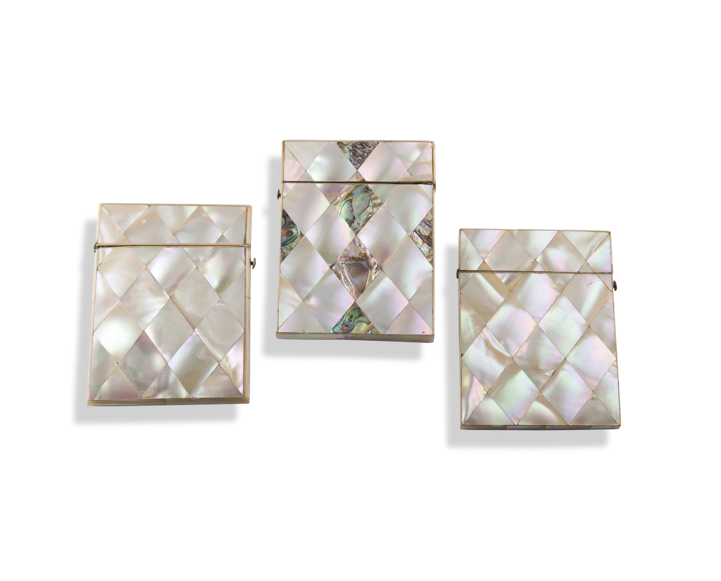 A set of three mother-of-pearl card cases, late 19th century | Strauss & Co