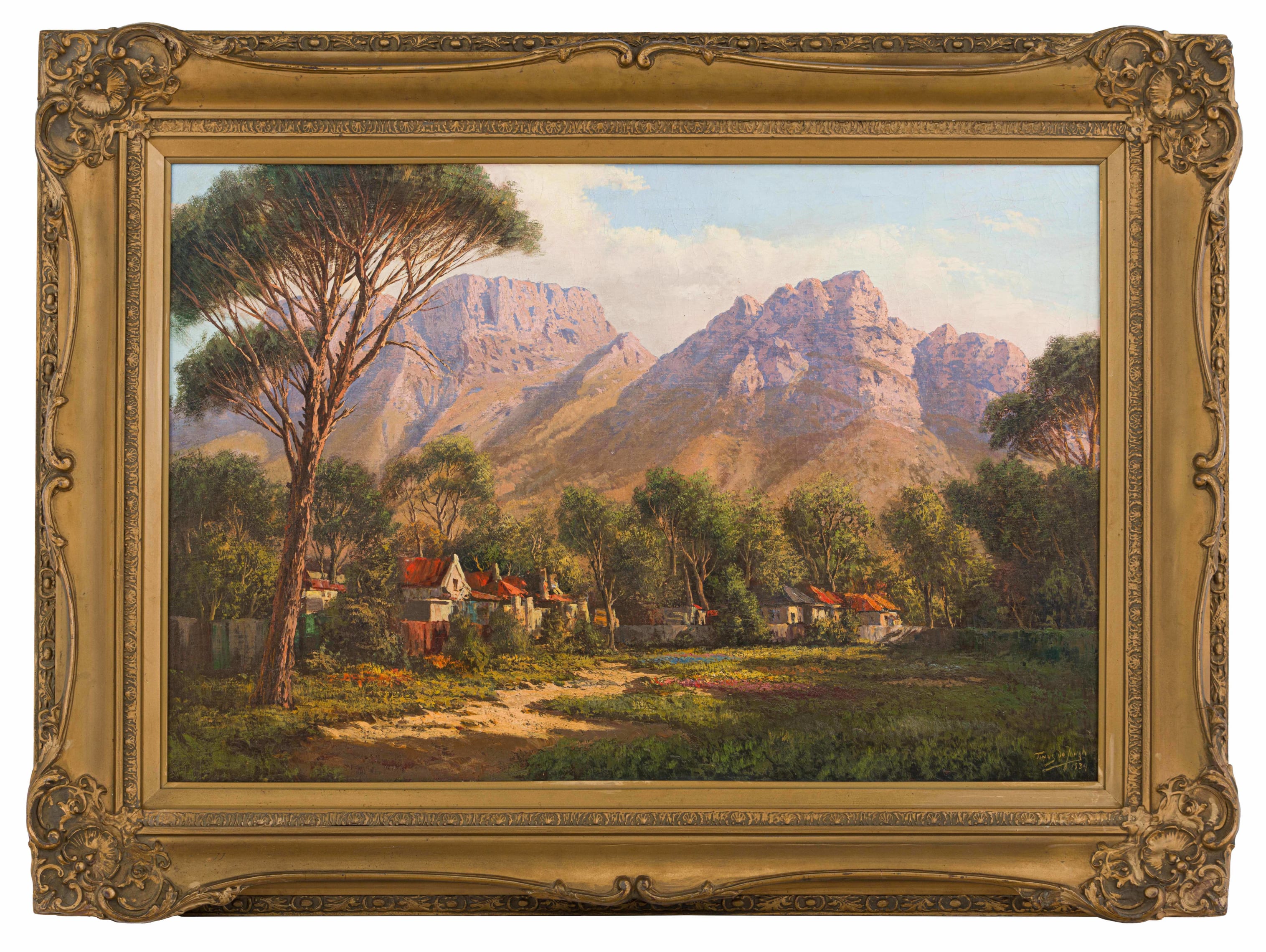 Landscape with Cottages and Distant Mountains by Tinus de Jongh ...