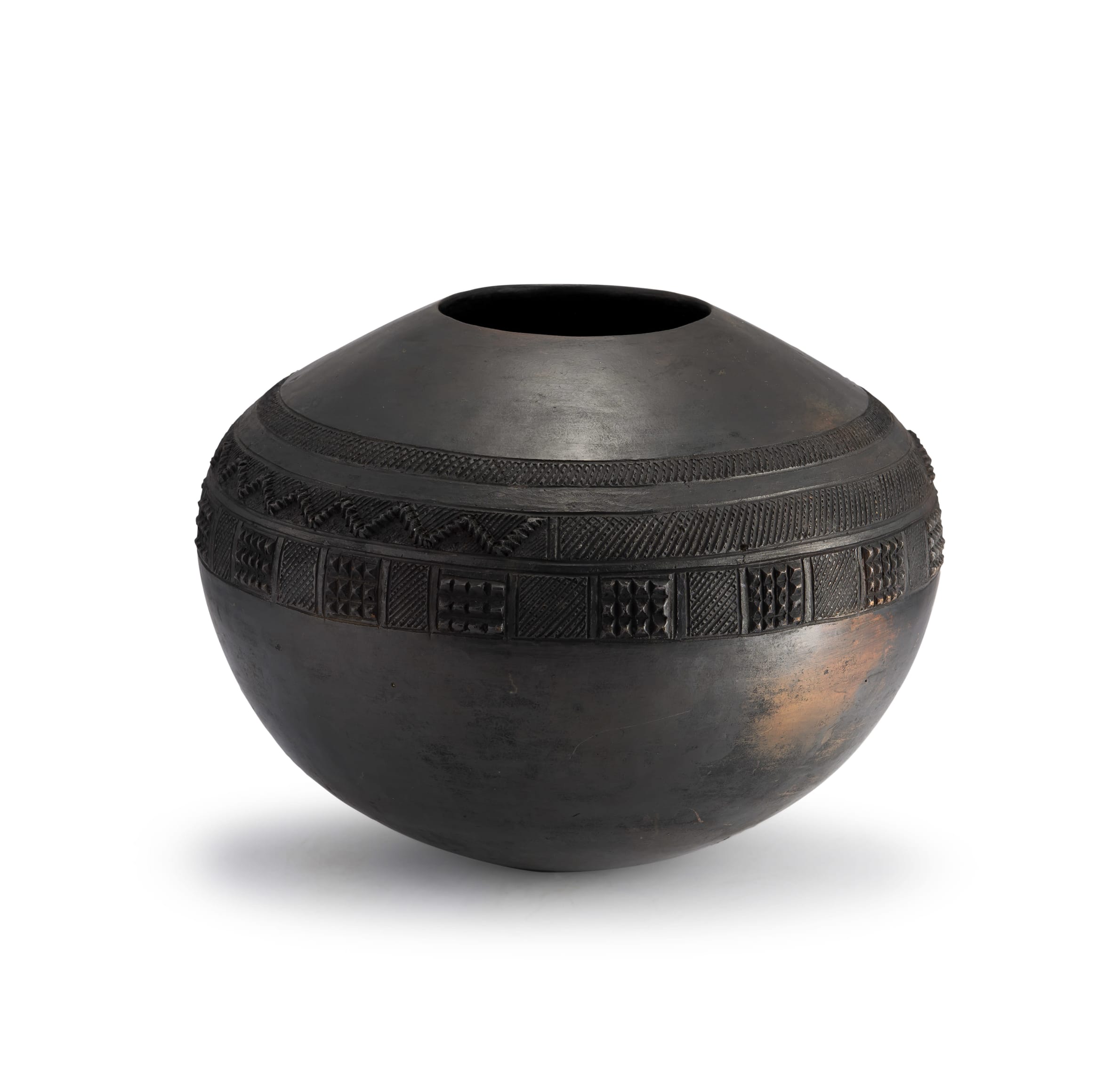 Pit-fired earthenware Ukhamba with relief and incised patterns by ...