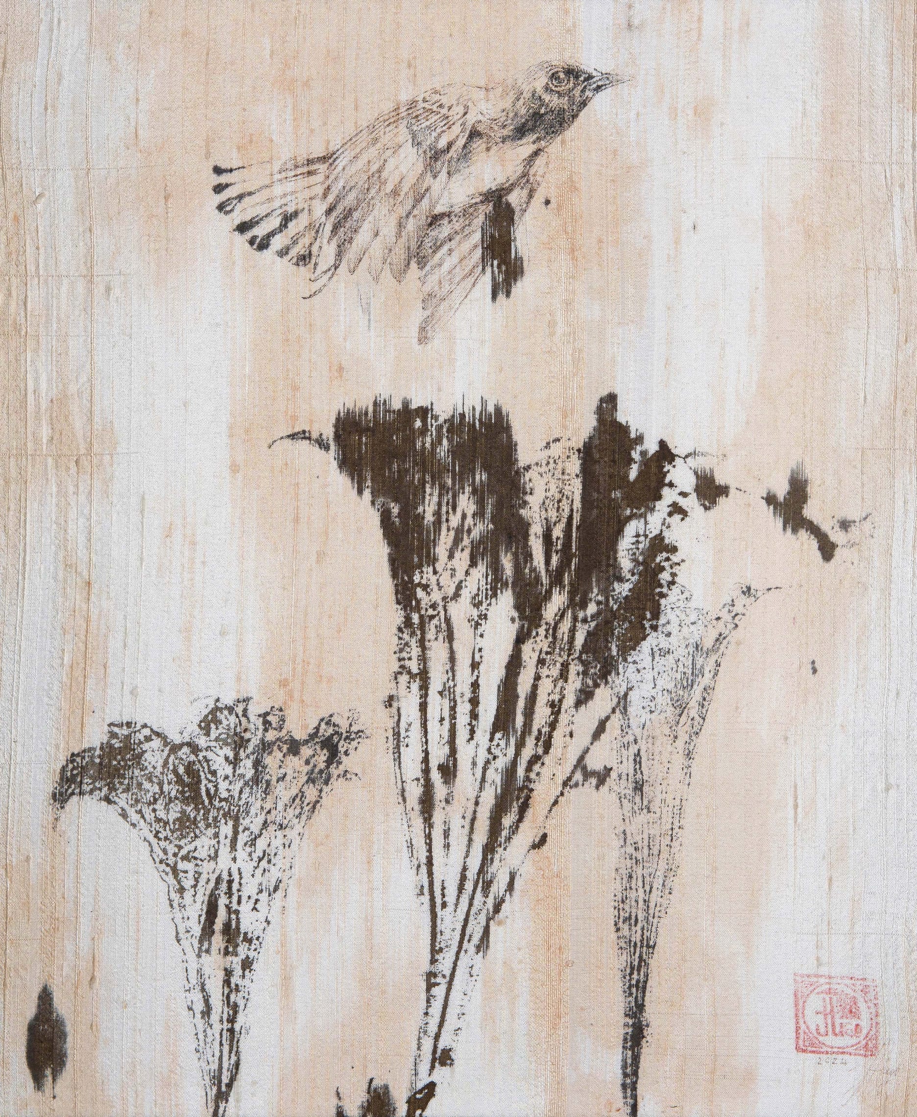 A Silk Song Stain, triptych by Jeanne Hugo | Strauss & Co