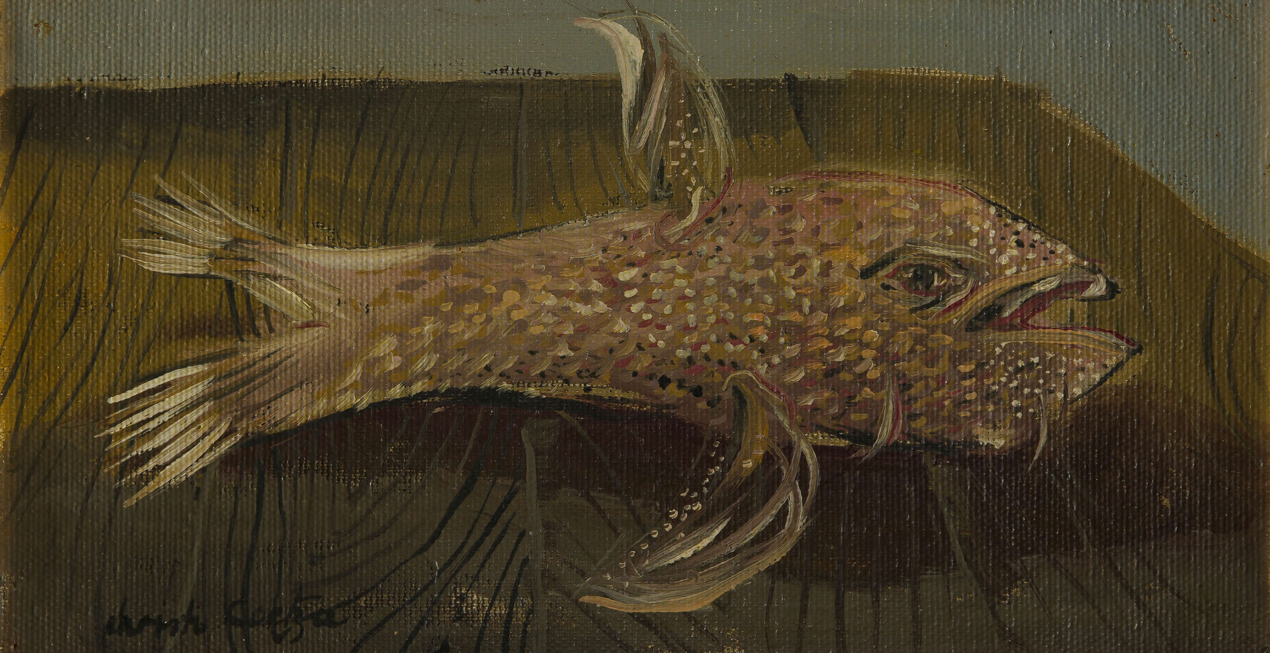 Monster Fish, Still Life on a Wooden Table No 15, two by Pink and Grey ...