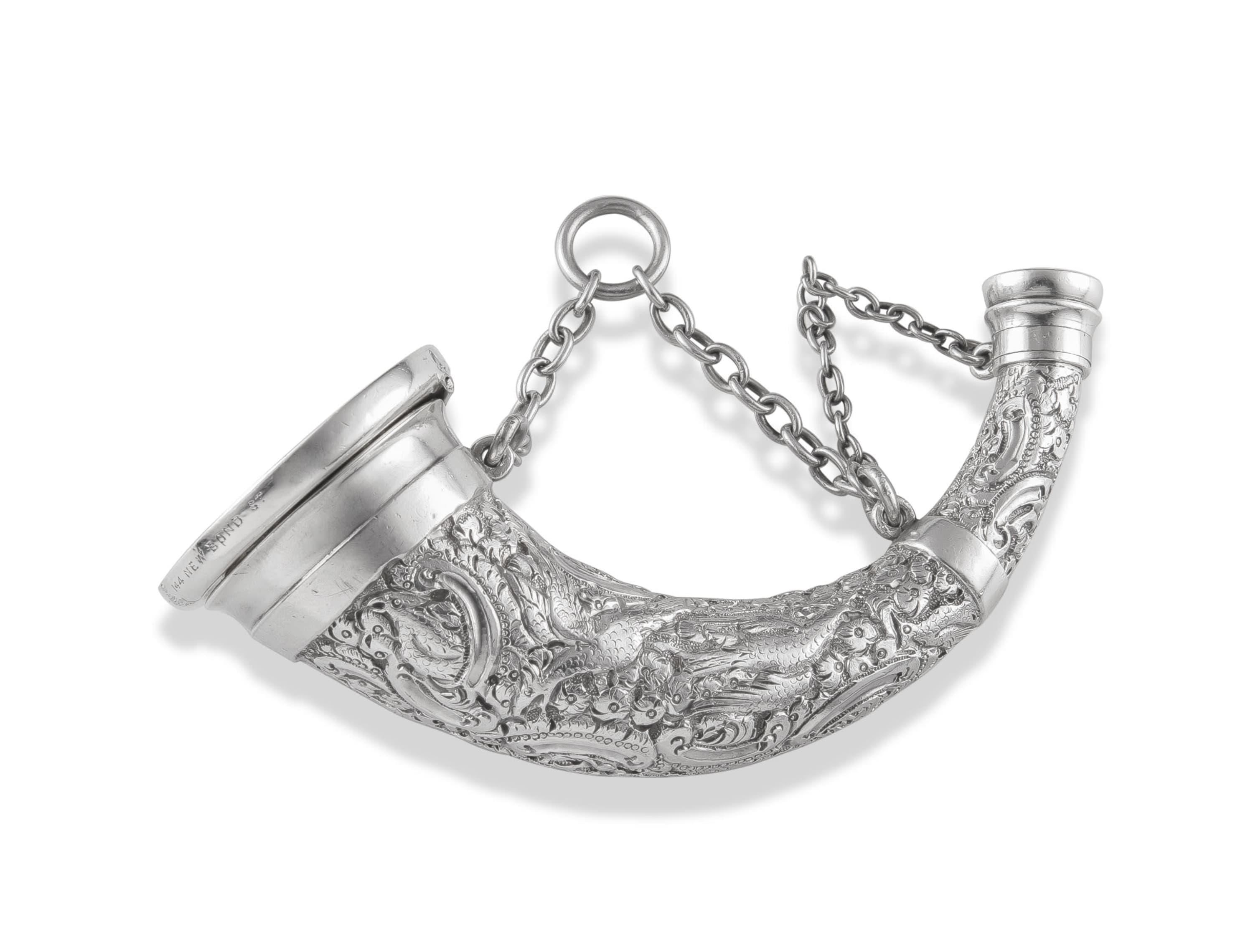 A Victorian silver cornucopia horn vinaigrette, Thomas Johnson I ...