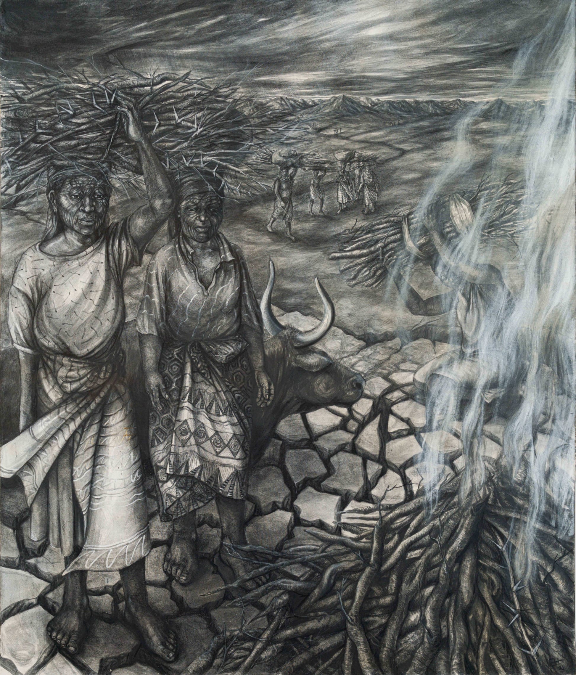 Figures, Cattle and Pyre by Erika Hibbert | Strauss & Co