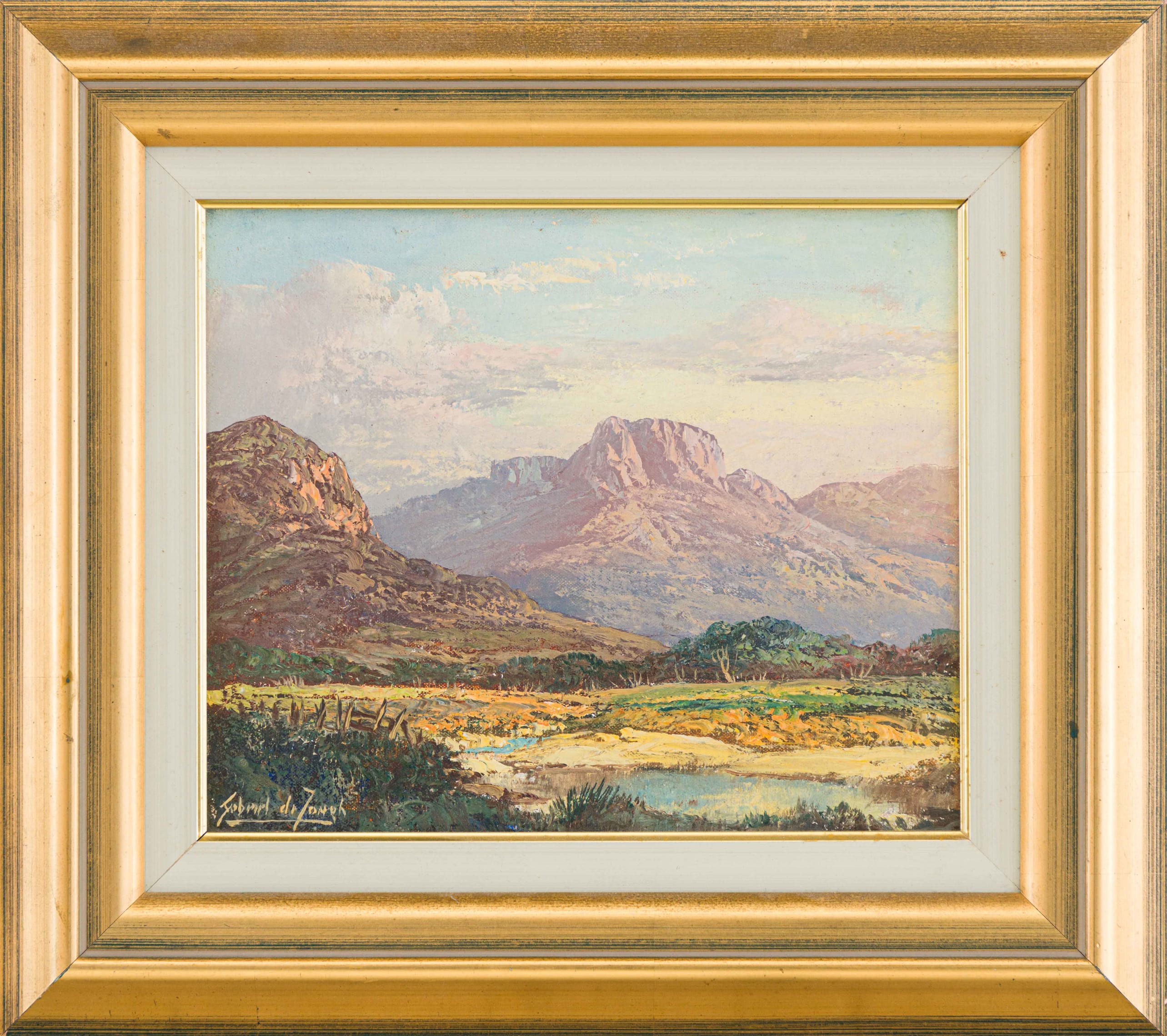 Landscape with River, Trees and Mountains by Gabriel de Jongh | Strauss ...