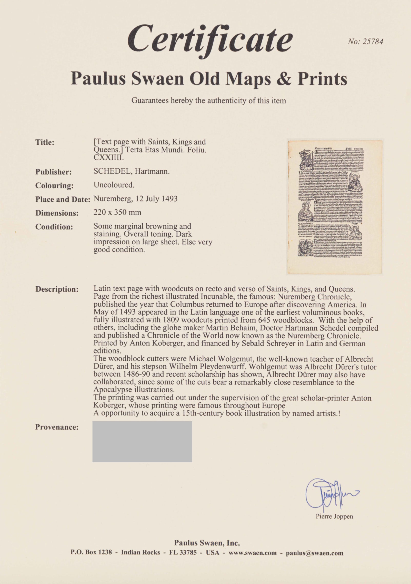 Chronicle of the World 1493, nine by Collection of Woodcuts by Unknown Artist | Strauss & Co