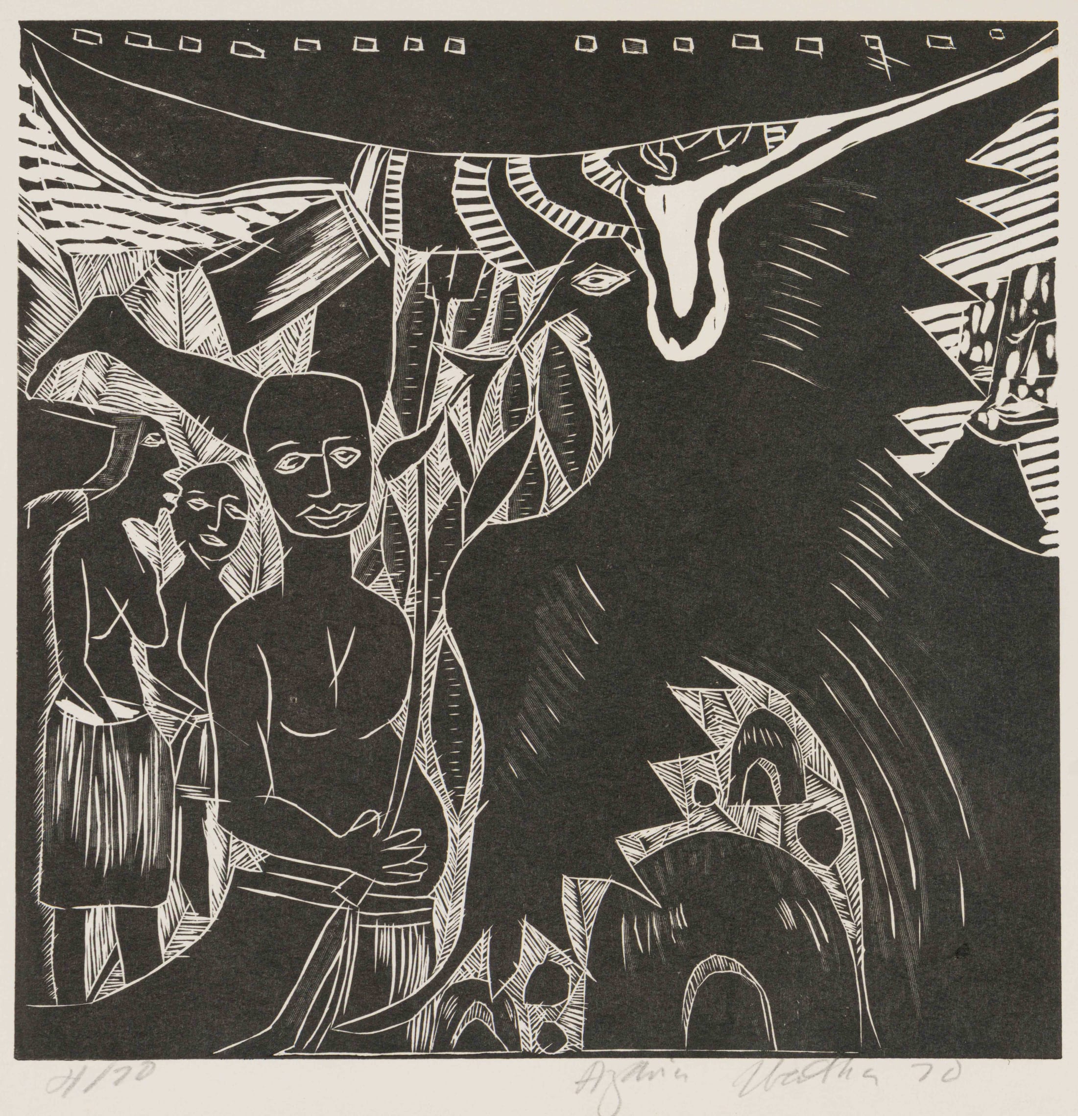 Figures and Bird by Azaria Mbatha | Strauss & Co