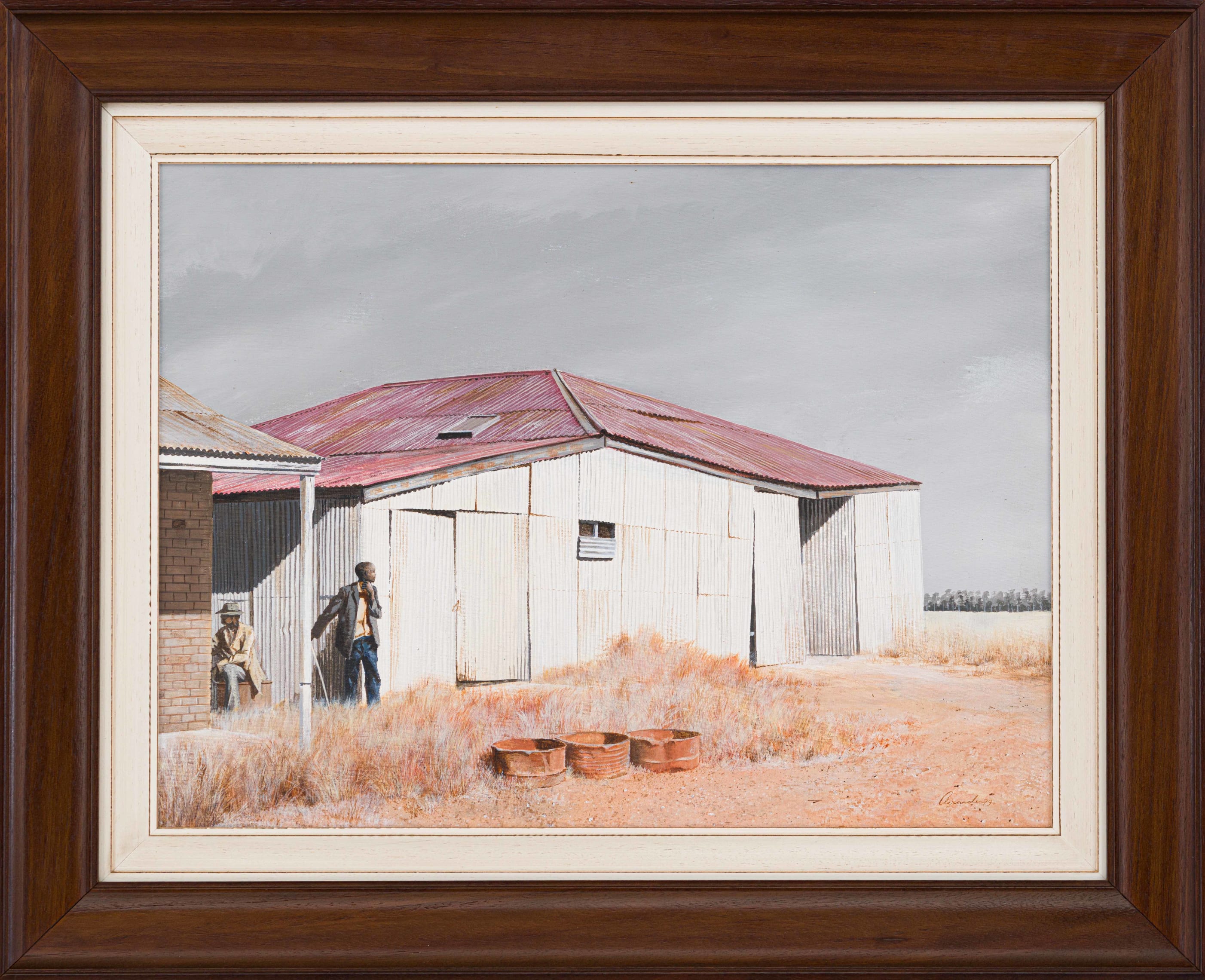 Two Figures and a Barn, Groot Marico by Keith Alexander | Strauss & Co