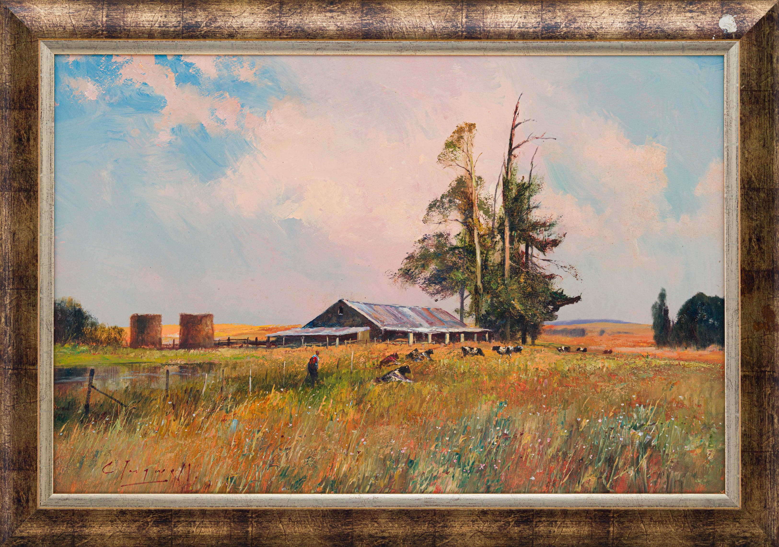 Cattle in a Farm Landscape by Christopher Tugwell | Strauss & Co