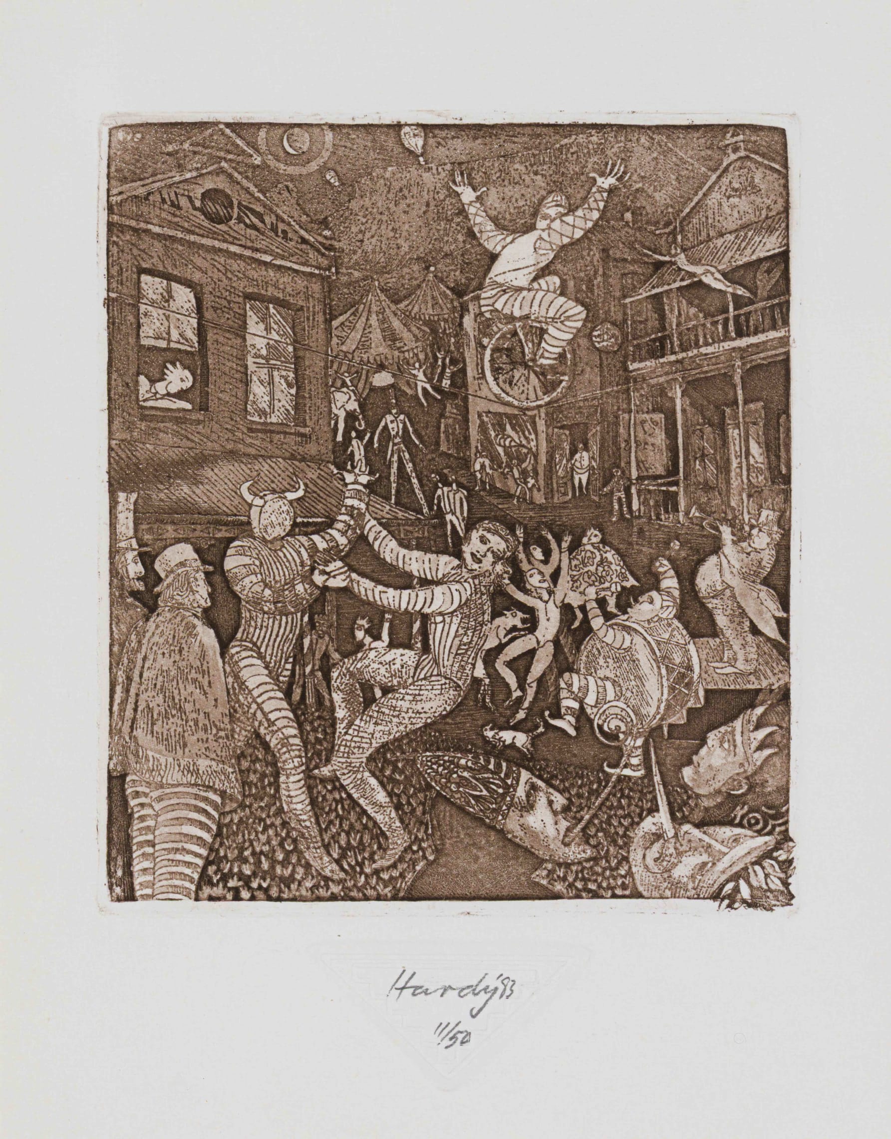 Street Scene with Circus Figures by Hardy Botha | Strauss & Co