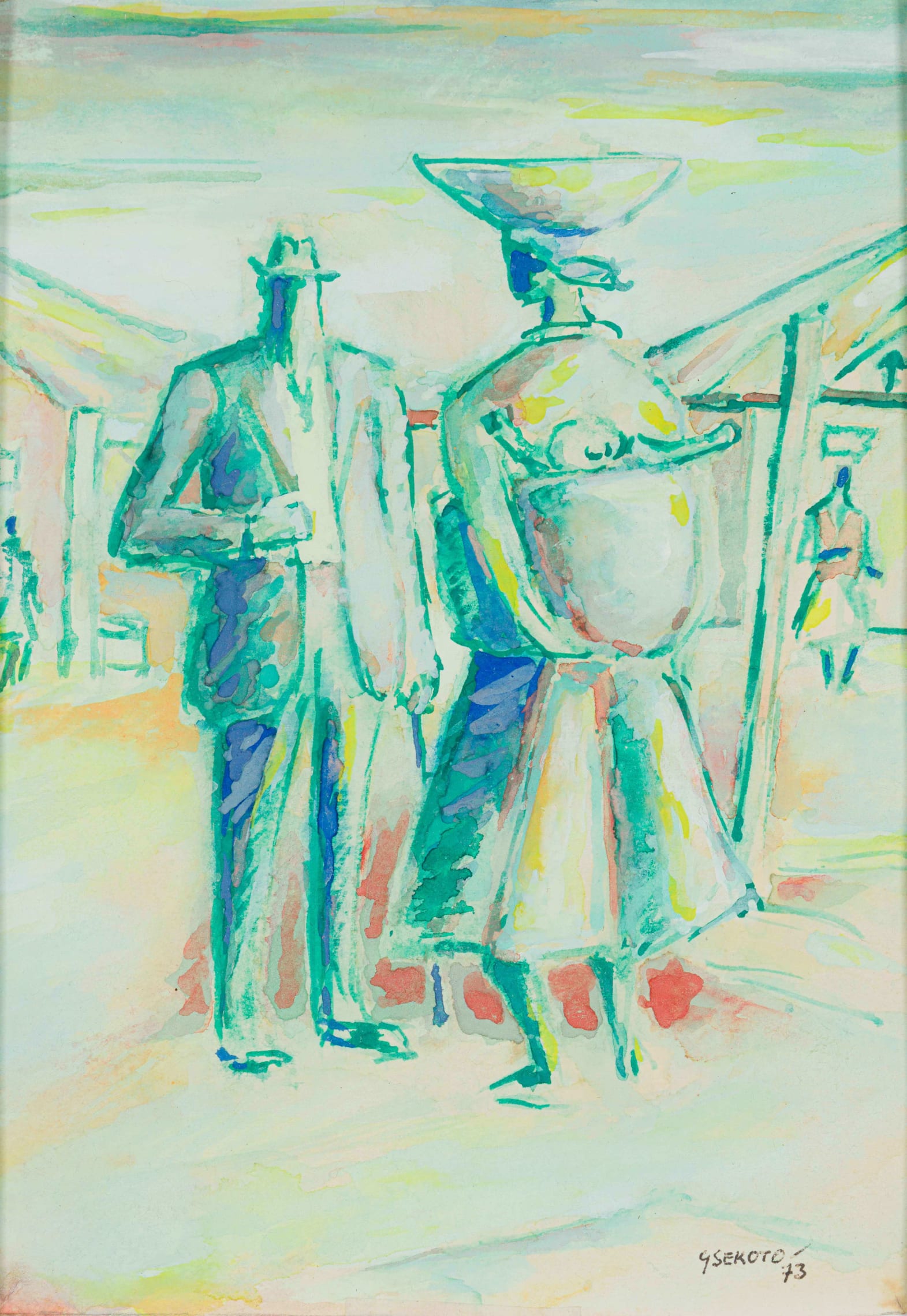 Figures in Conversation by Gerard Sekoto | Strauss & Co