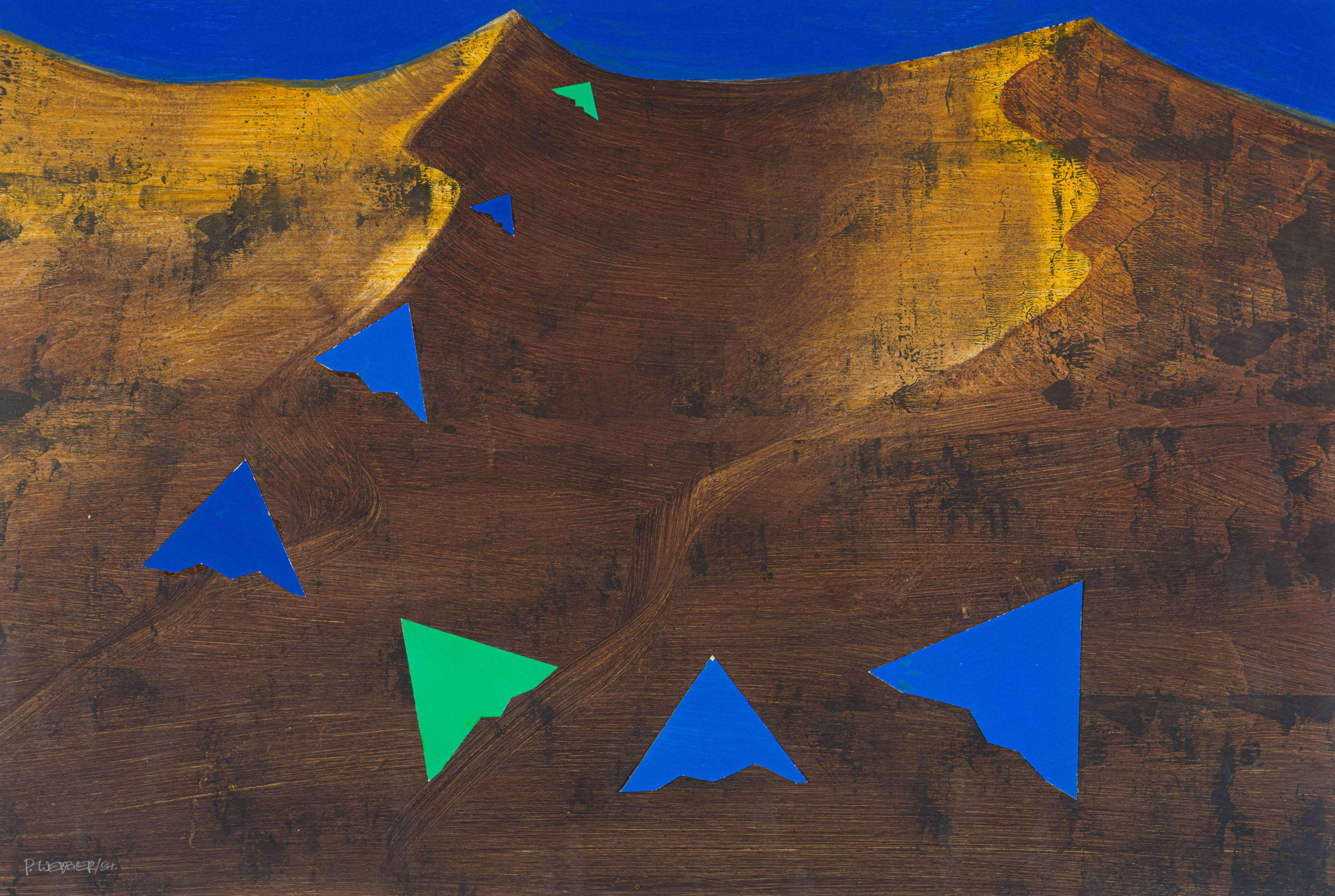 Mountainous Landscape with Green and Blue Triangles by Peter Webber ...