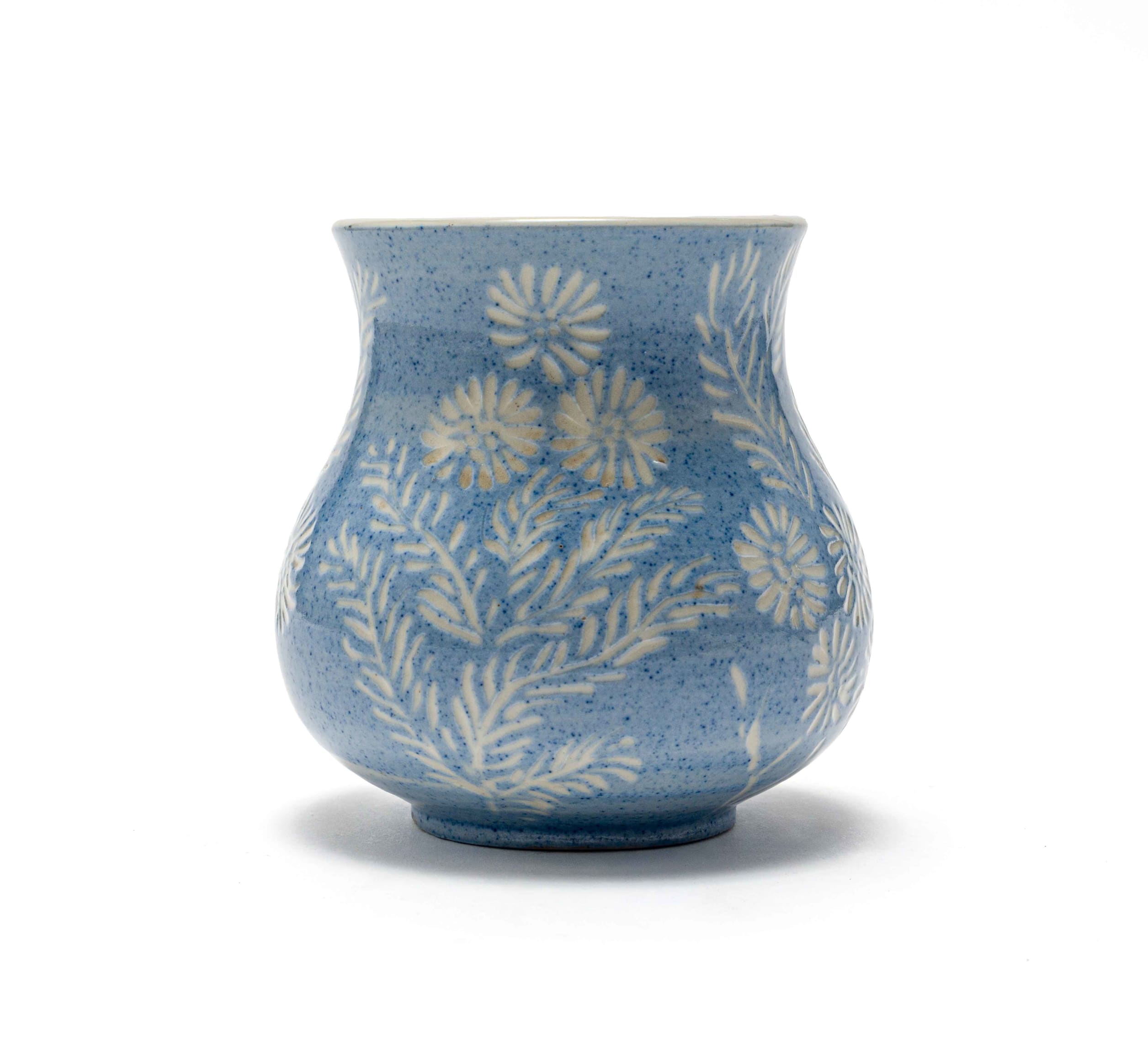 Vase with everted rim, incised with flowers by Linn Ware | Strauss & Co
