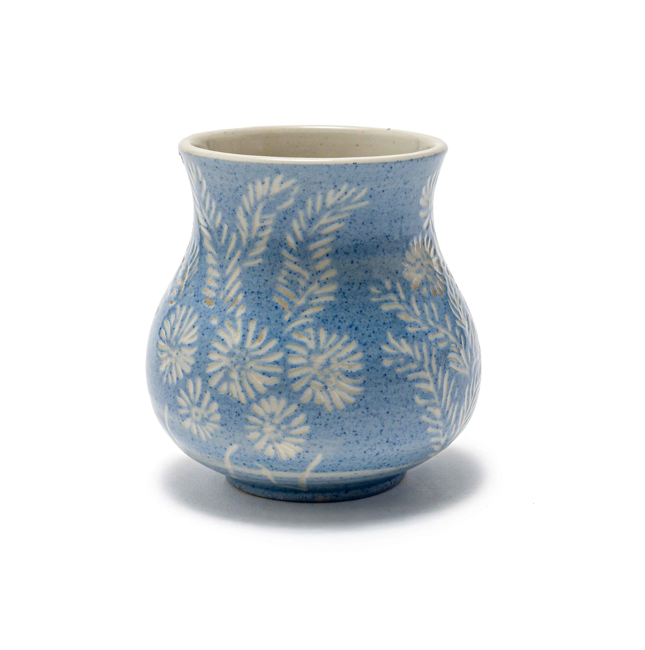 Vase with everted rim, incised with flowers by Linn Ware | Strauss & Co