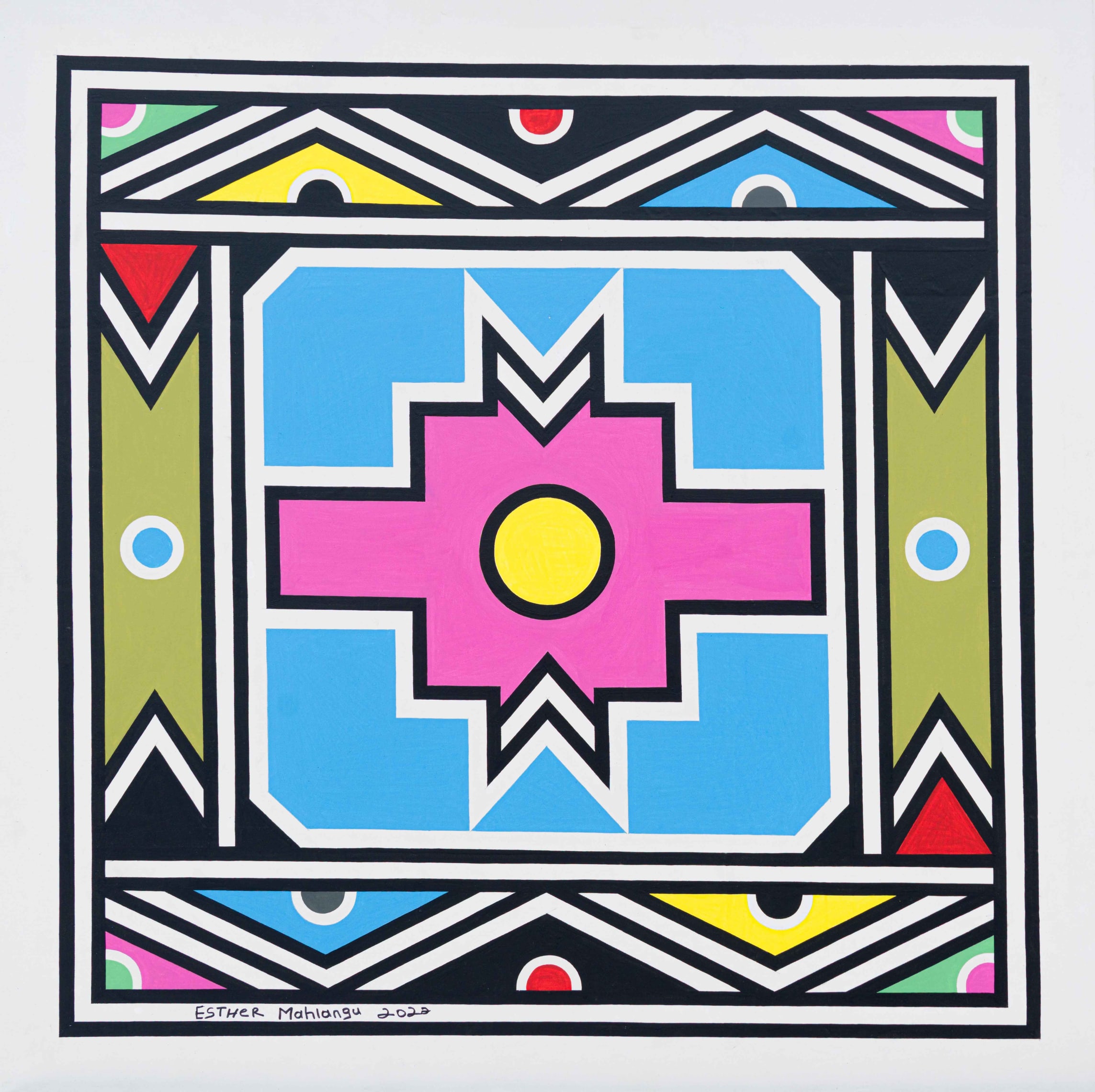 Untitled (Ndebele Patterns in Square Composition) by Esther Mahlangu ...
