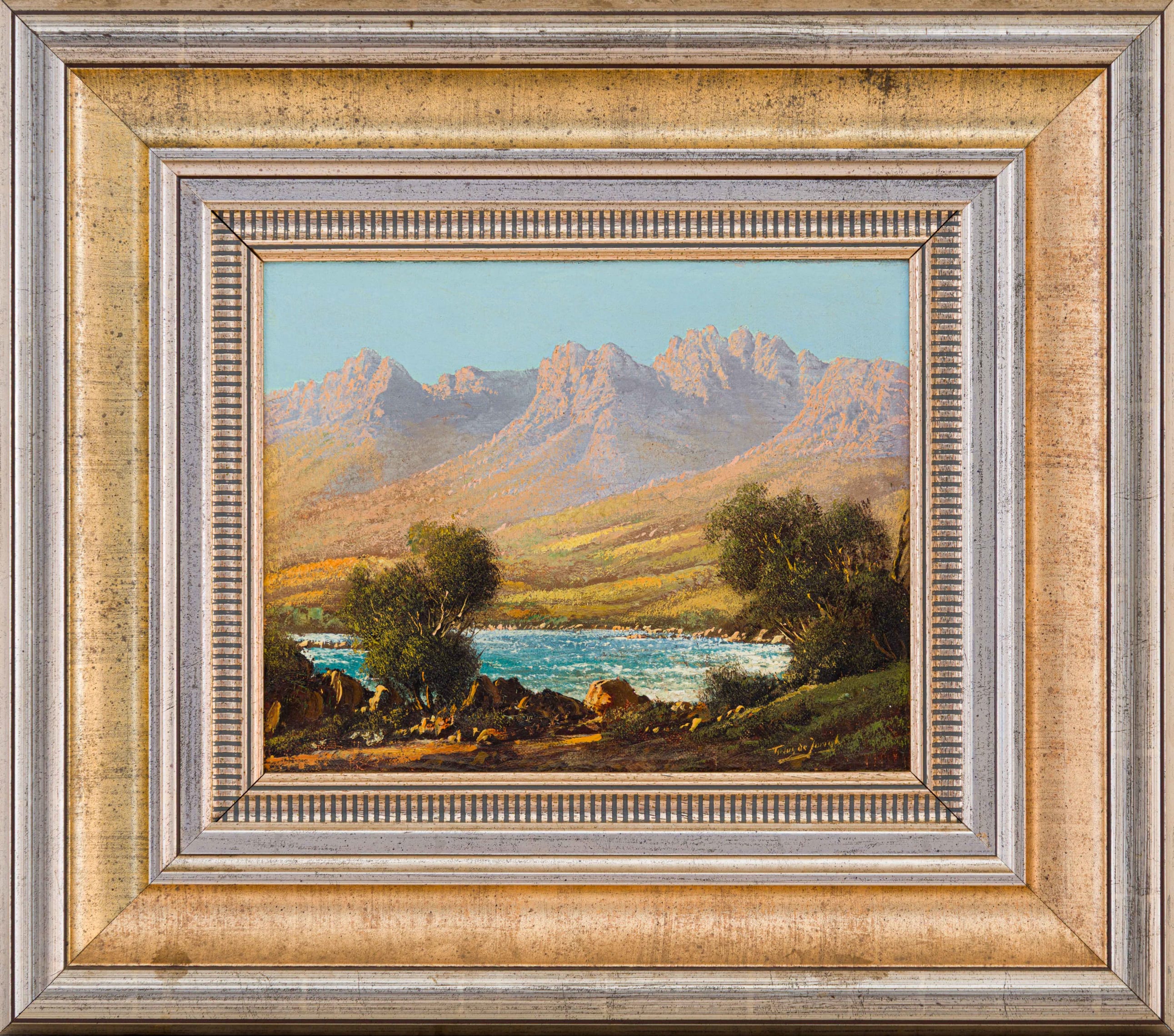 Landscape with Lake and Mountains by Tinus de Jongh | Strauss & Co