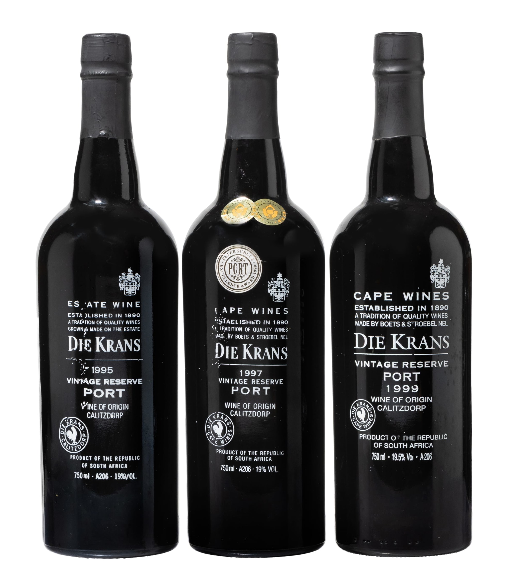 Vintage Reserve Port 1995, 1997, 1999 3 (1 x 3) 750ml by De Krans ...
