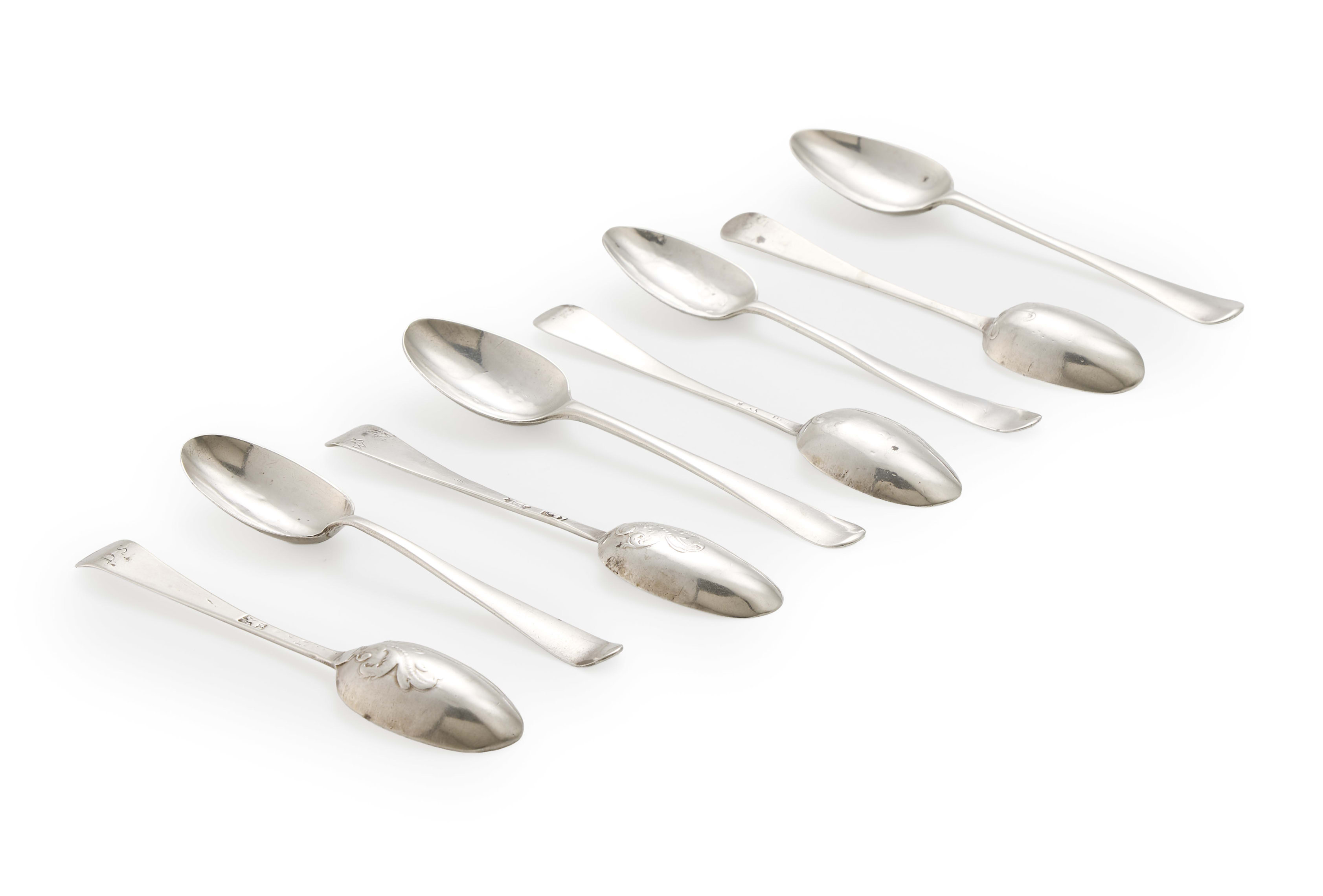 A set of eight miscellaneous polute back teaspoons, various makers and ...