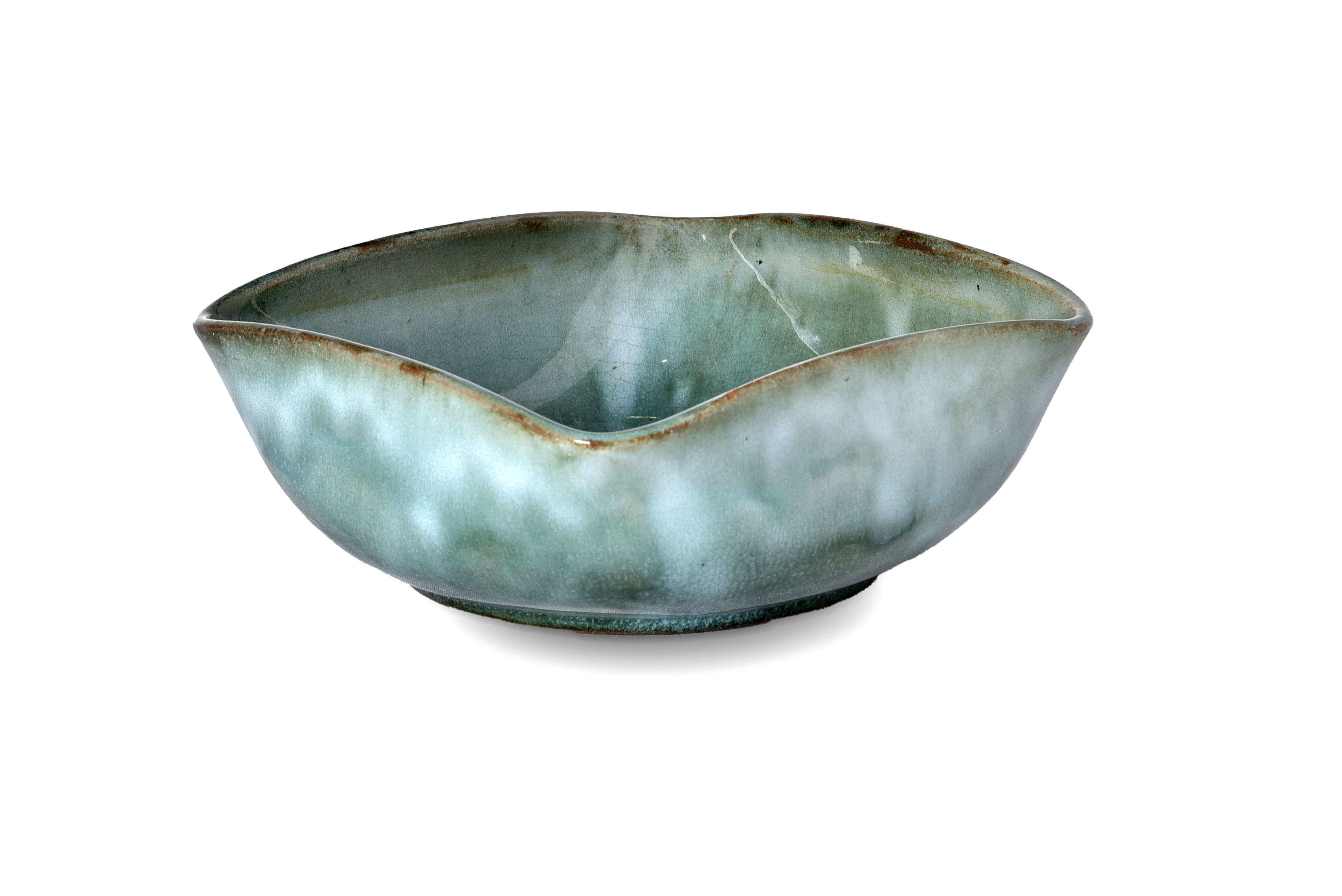 Square bowl with folded sides by Linn Ware/Ceramic Studio | Strauss & Co