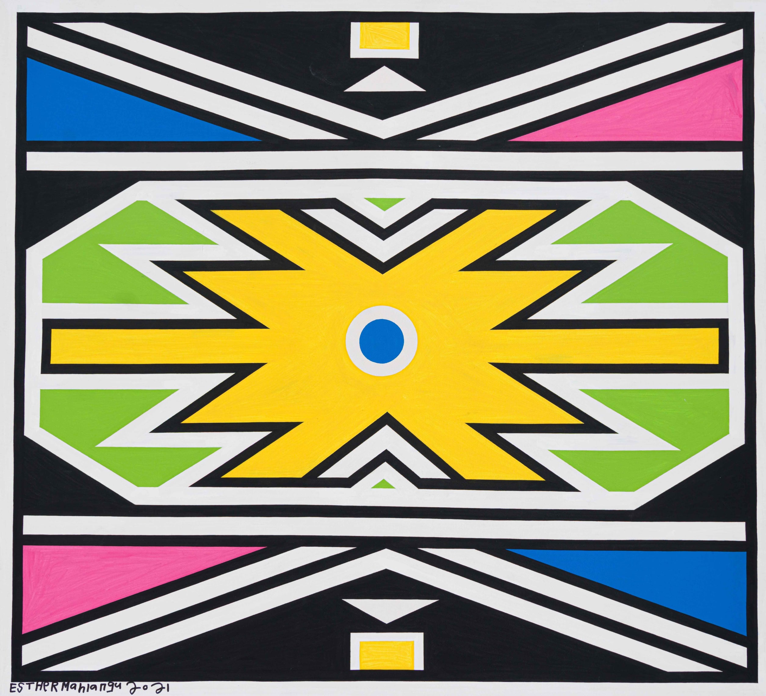 Untitled (Ndebele Design with Yellow Centre) by Esther Mahlangu ...