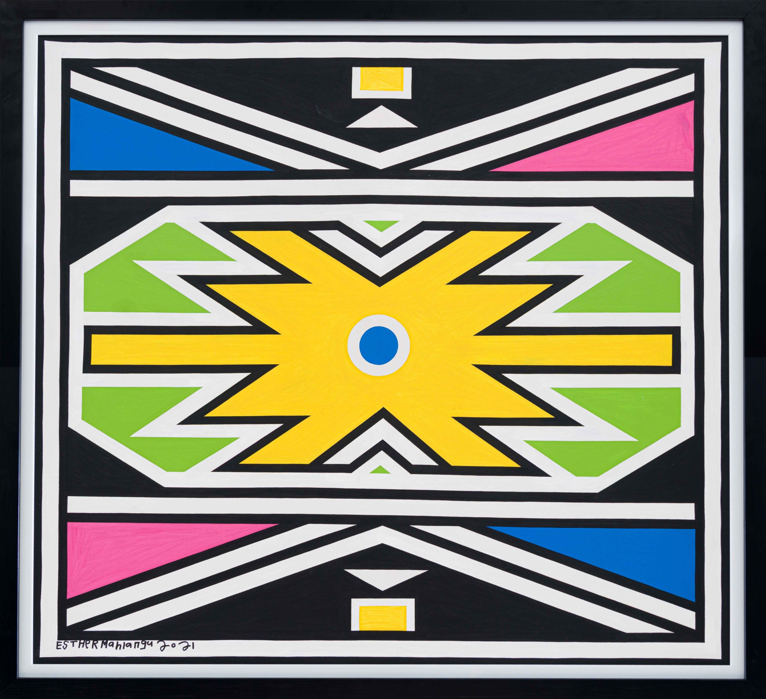 Untitled (Ndebele Design with Yellow Centre) by Esther Mahlangu ...
