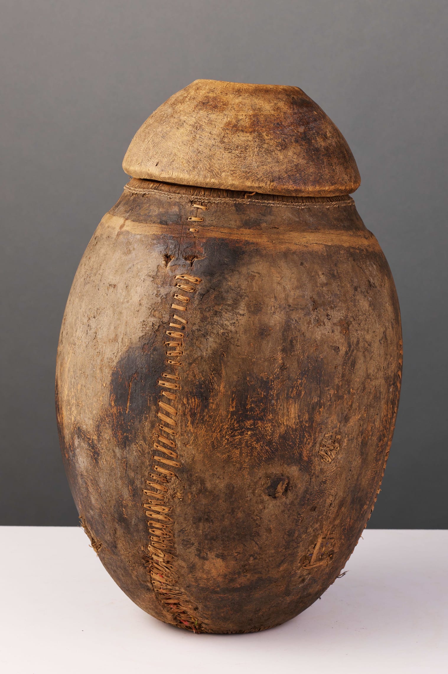Wooden milk vessel with lid, Sudan | Strauss & Co