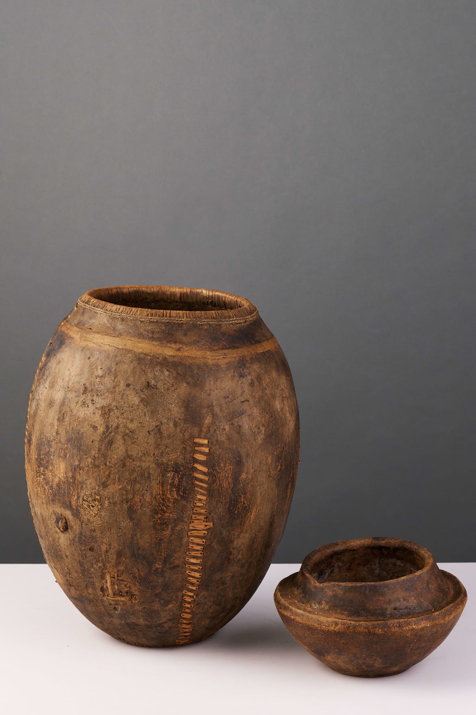 Wooden milk vessel with lid, Sudan | Strauss & Co