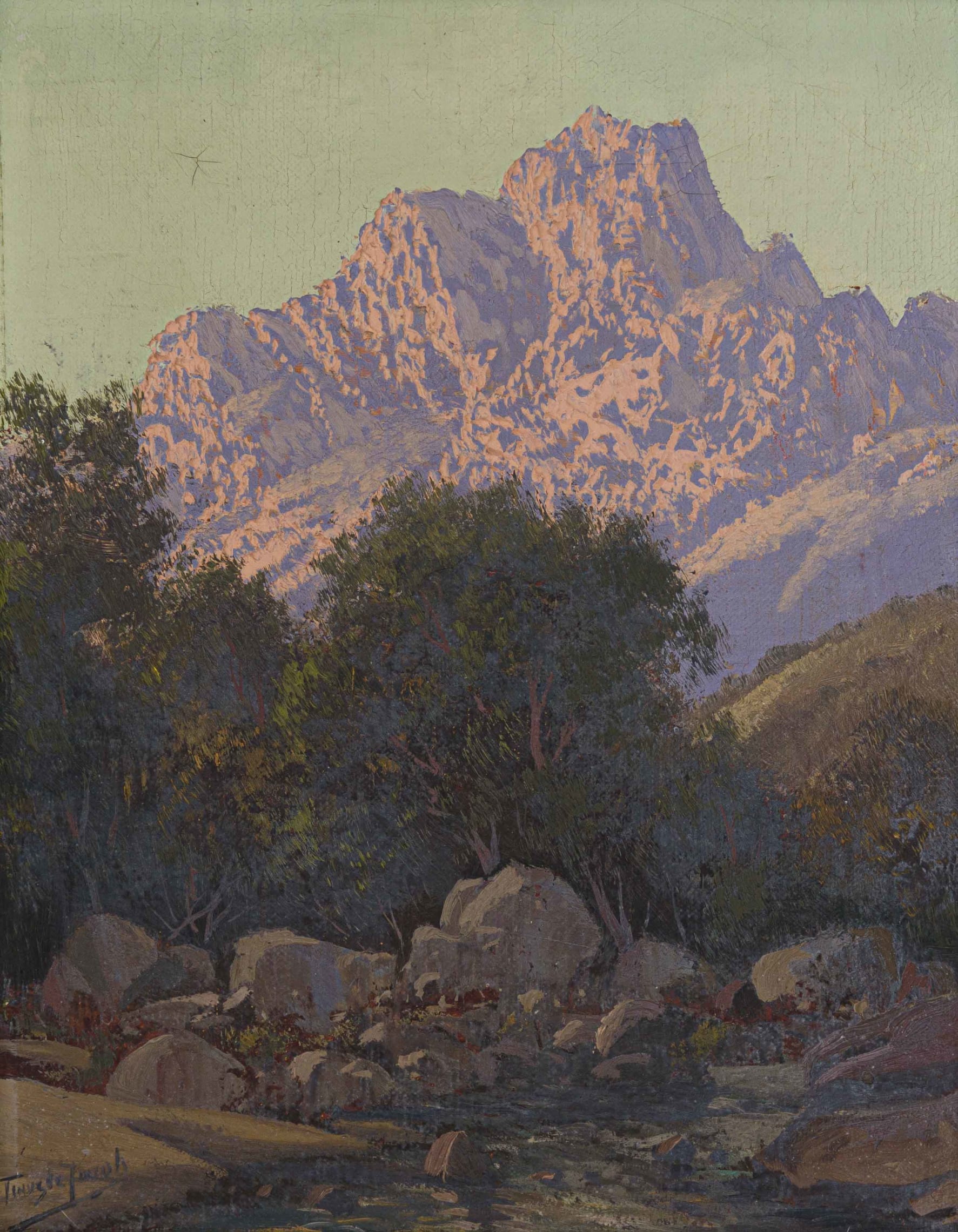 Landscape with Stream and Distant Mountain by Tinus de Jongh | Strauss & Co