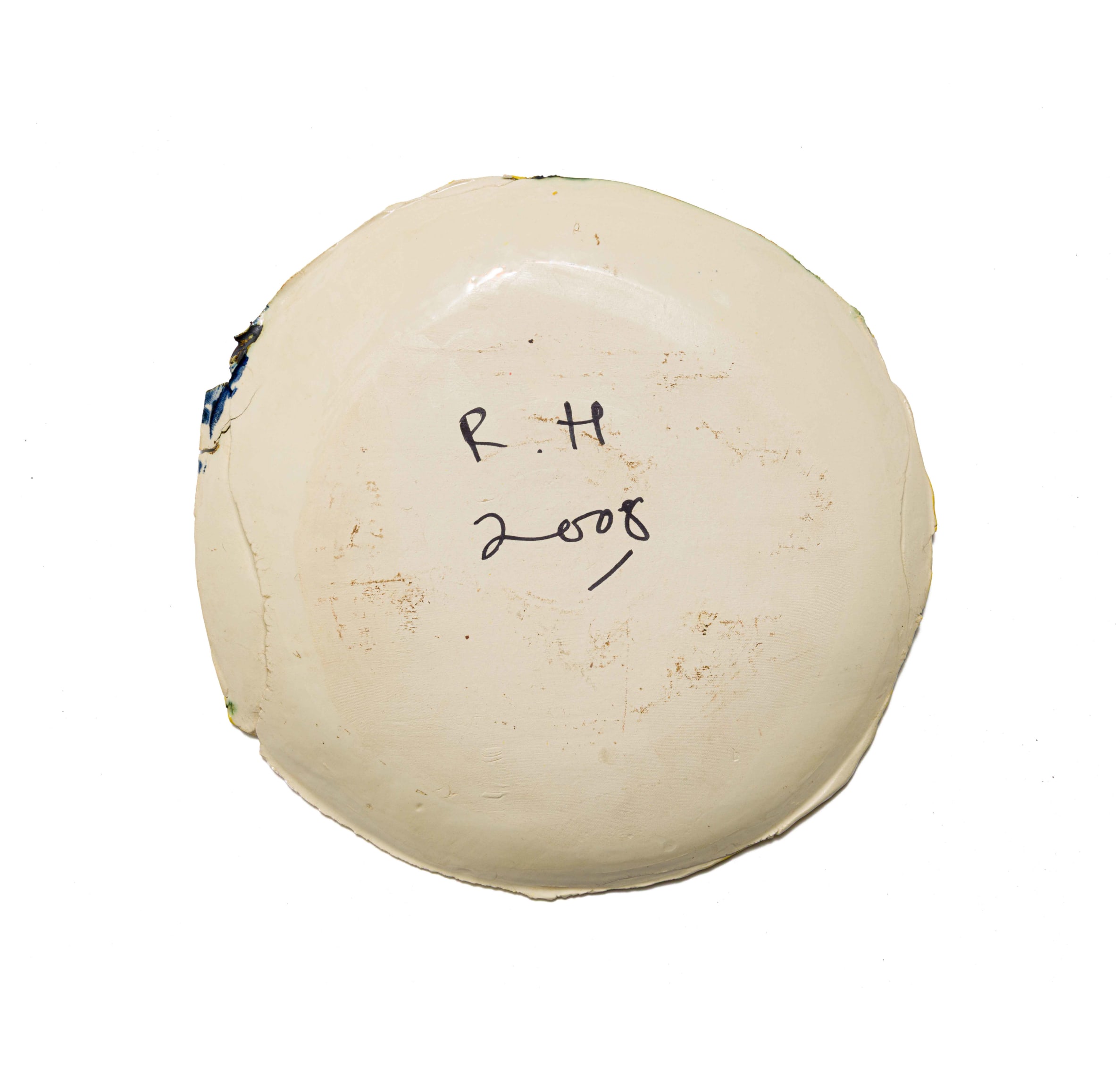 Plate with abstract design in green, blue and yellow by Ruan Hoffmann ...