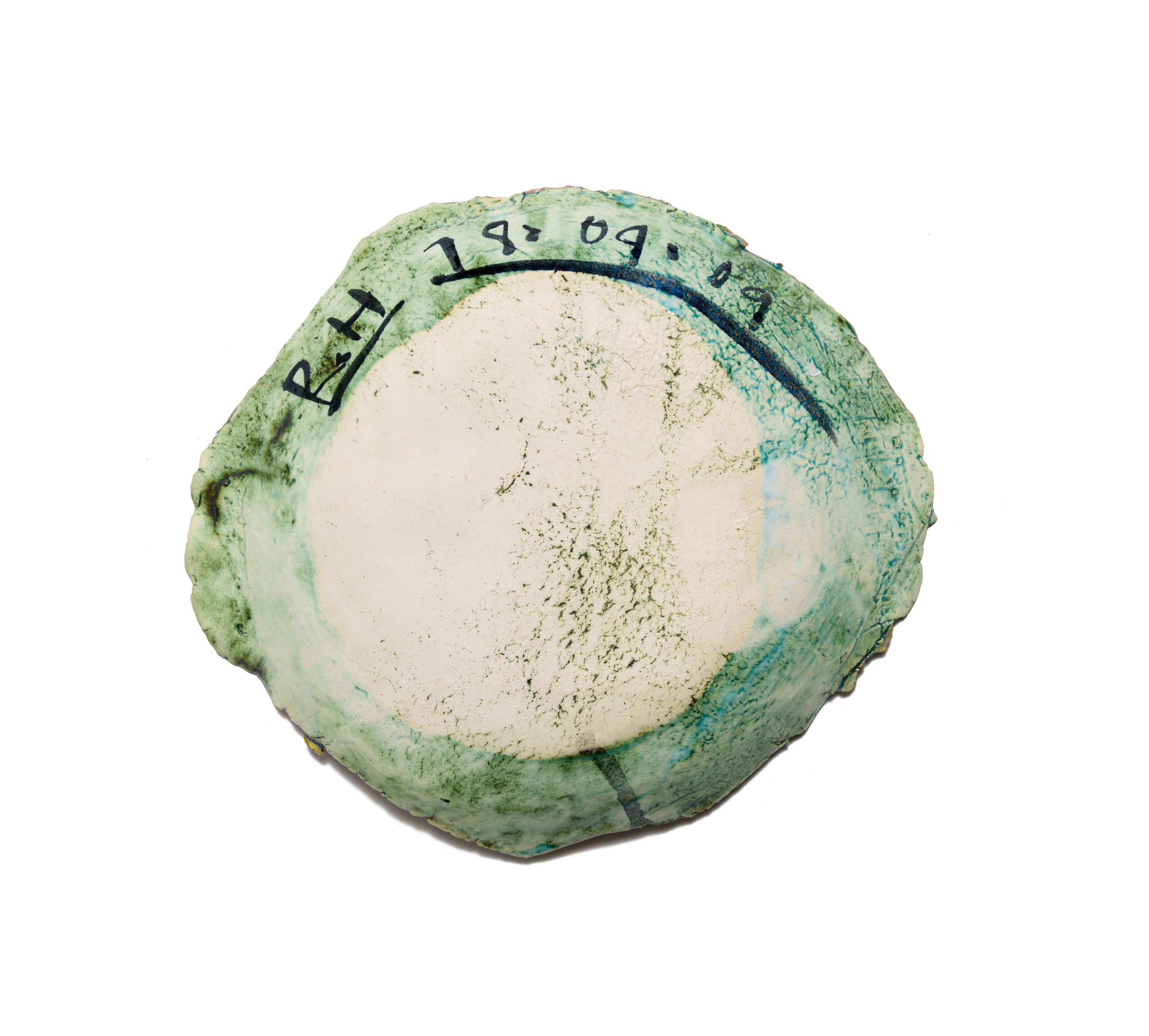 Bowl in pink and green with black patterns by Ruan Hoffmann | Strauss & Co