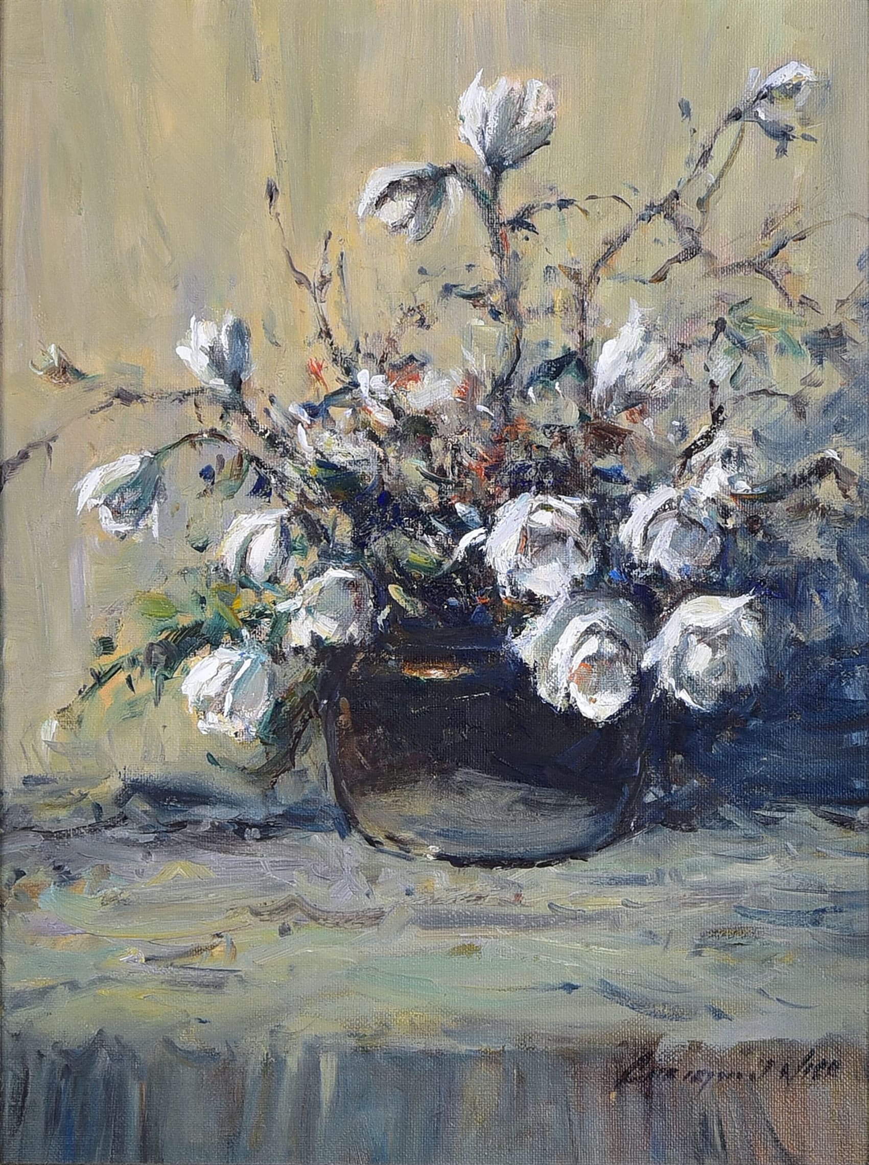 White Flowers in a Copper Pot by Christiaan Nice | Strauss & Co