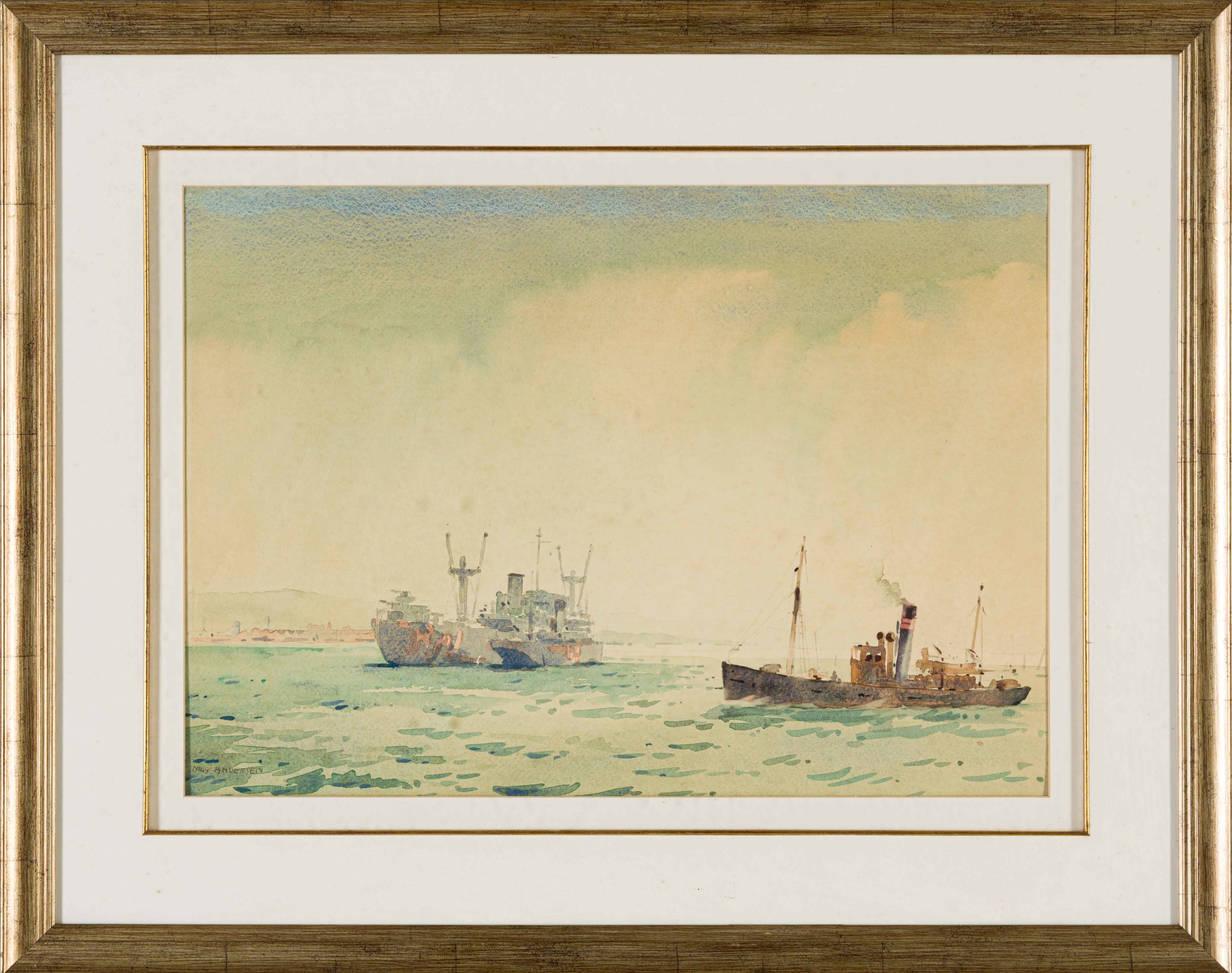 Seascape with Ships by Nils Andersen | Strauss & Co